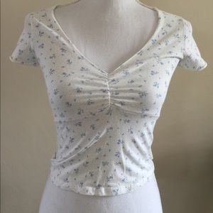 Brandy Melville | Tops | Brandy Melville Blue Floral Gina Top | Poshmark